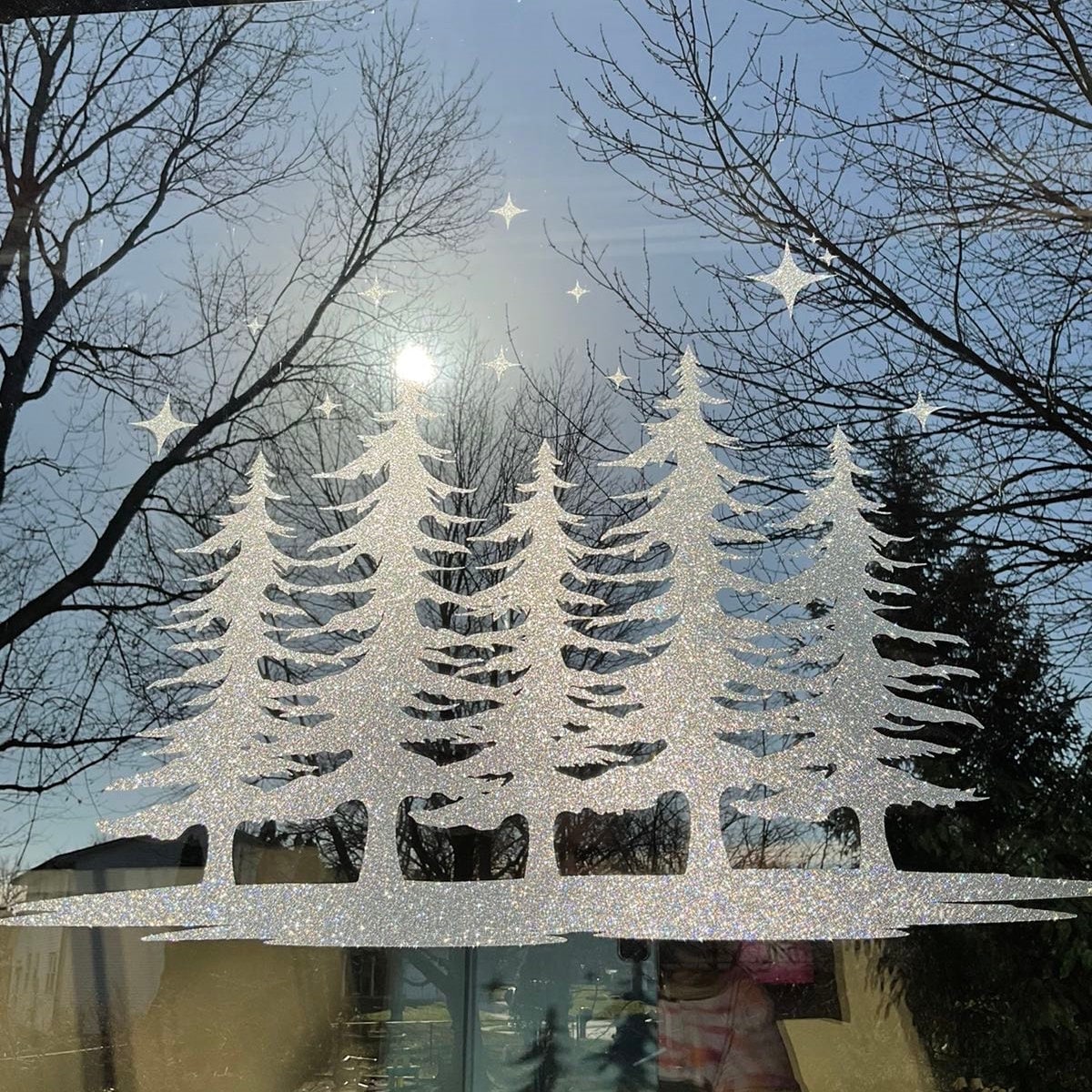 Christmas Tree Window Decoration Winter Window Cling With Stars - Etsy