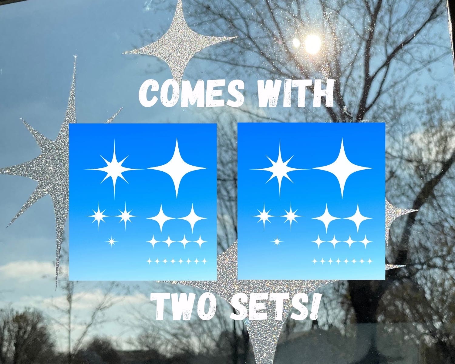 Snowflake Star Window Decorations Christmas Window Cling Reusable Set ...