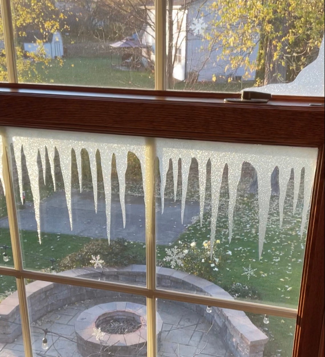 Icicles and Snowflakes Window Cling Christmas Decoration 31 Inches - Etsy