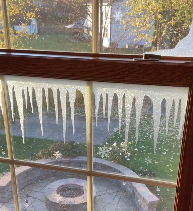 Icicles and Snowflakes Window Cling Christmas Decoration 31 Inches - Etsy