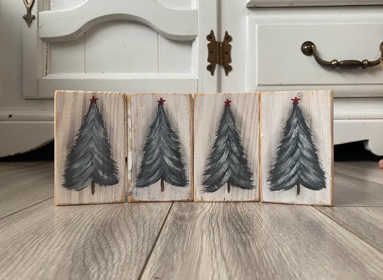 Handpainted Christmas Tree Blocks, Shelf Sitters, Christmas Gifts/decor ...