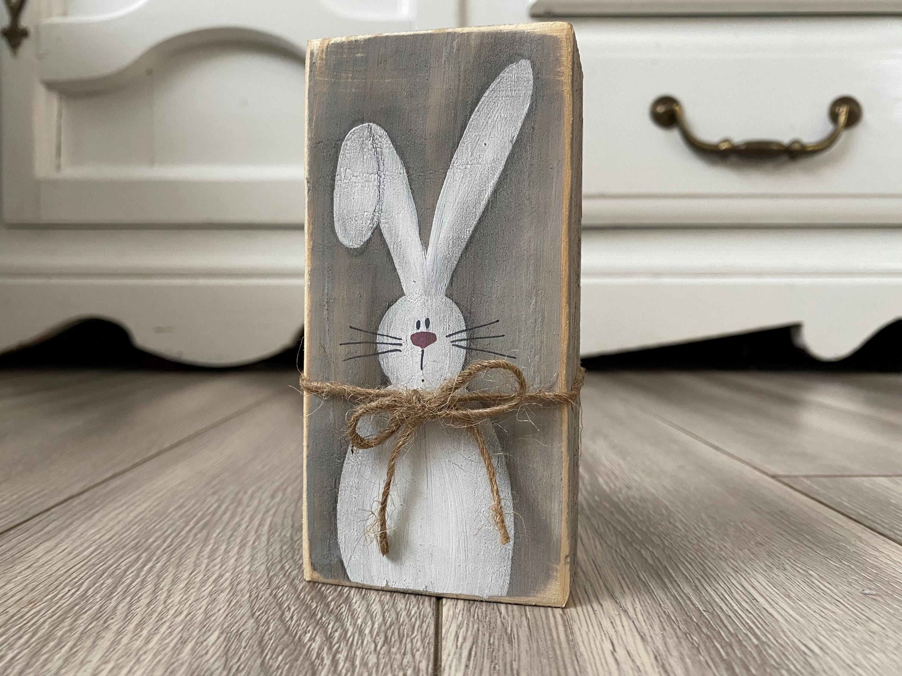 Handpainted Easter Bunny Shelf Sitters: Set of Three Blocks - Etsy