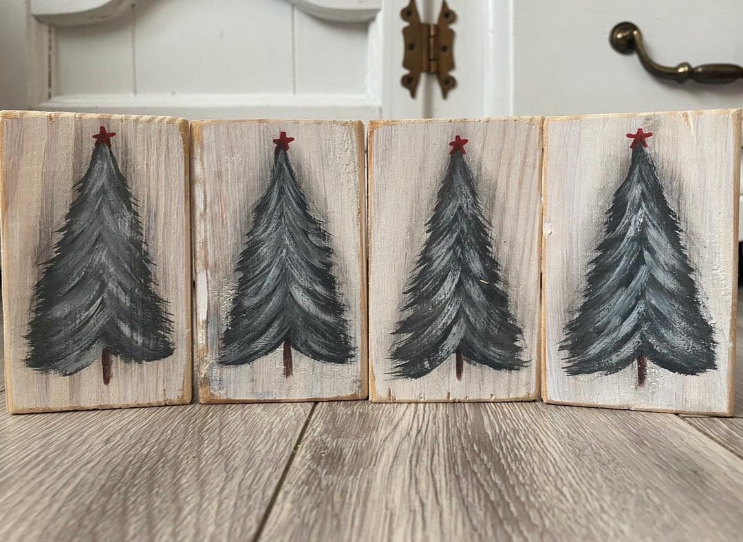 Handpainted Christmas Tree Blocks, Shelf Sitters, Christmas Gifts/decor ...
