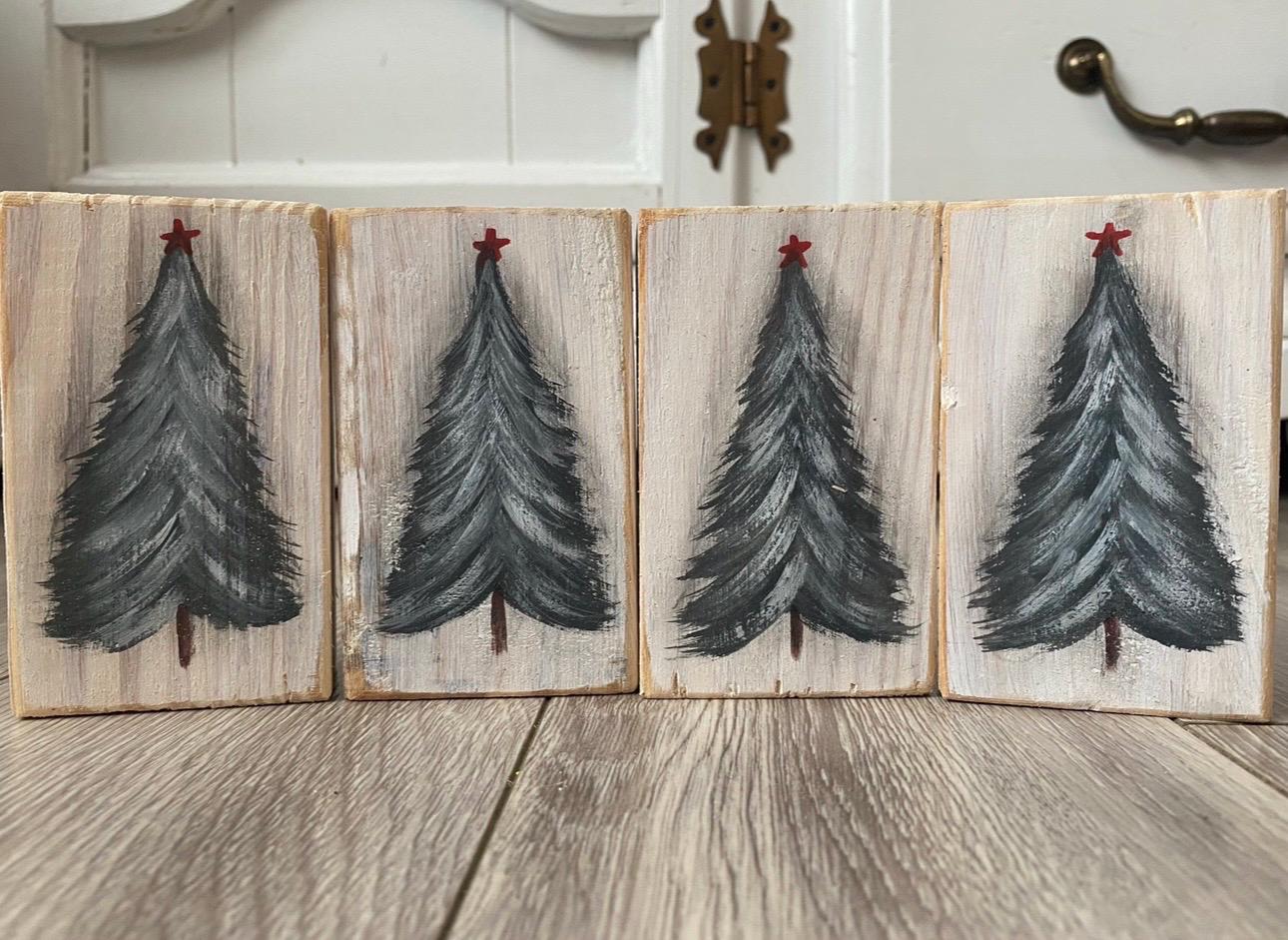 Handpainted Christmas Tree Blocks, Shelf Sitters, Christmas Gifts/decor ...