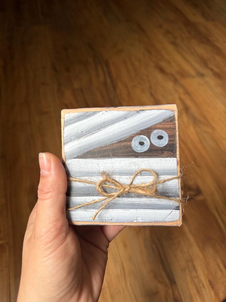 Handpainted Wooden Mummy Shelf Sitters: Halloween Decor, Set of 3 - Etsy