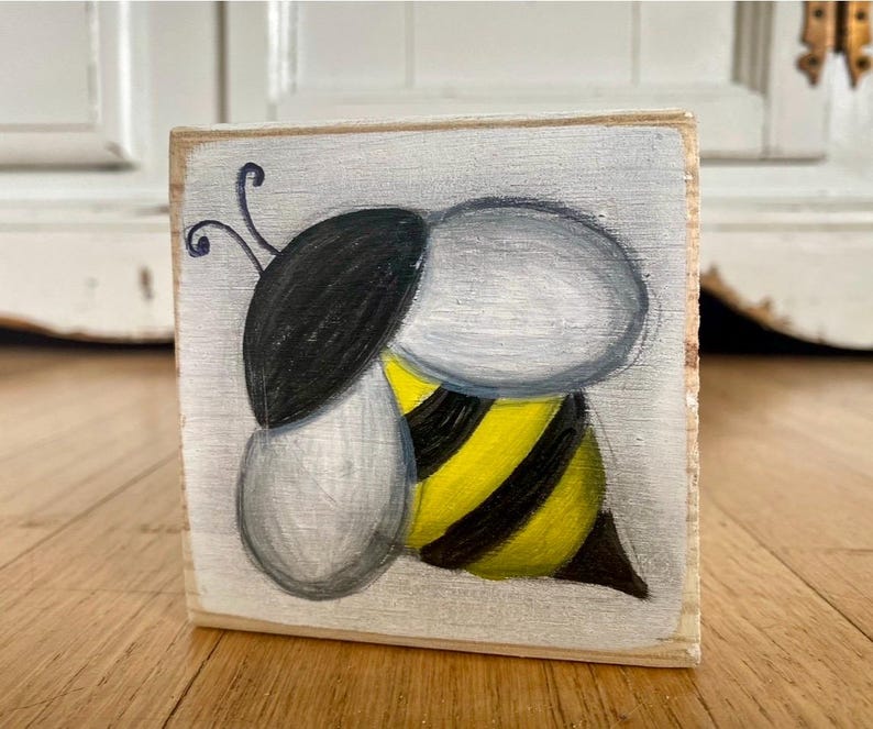 Hand Painted Cute Bee Shelf Sitter, Original Painting on Wood - Etsy