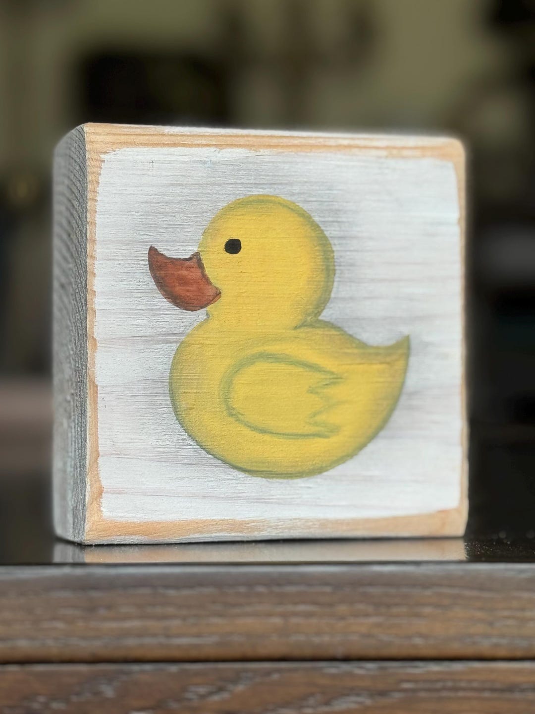 Hand Painted Yellow Duck Shelf Sitter: Original Wood Art - Etsy