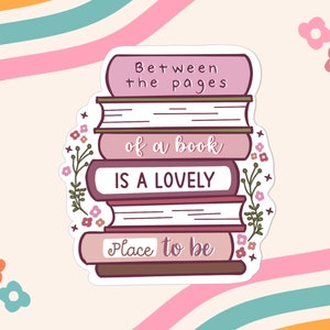 Books Sticker With Quote, Stacked Books Flower #1 Stickers, Books ...