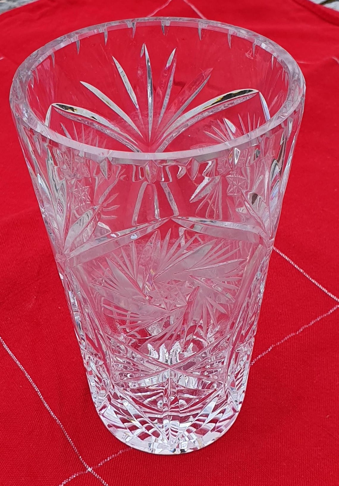 Vintage Heavy Pinwheel Cut Crystal Vase 15 Cms Tall 1940s - Etsy