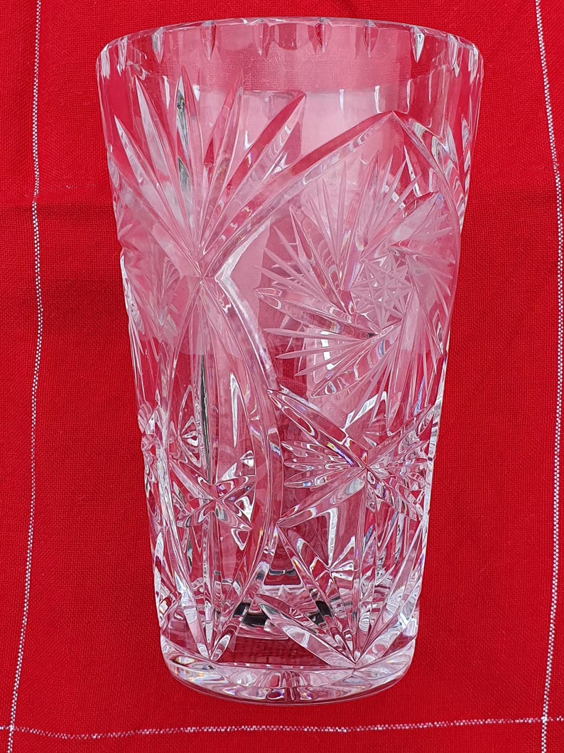 Vintage Heavy Pinwheel Cut Crystal Vase 15 Cms Tall 1940s - Etsy