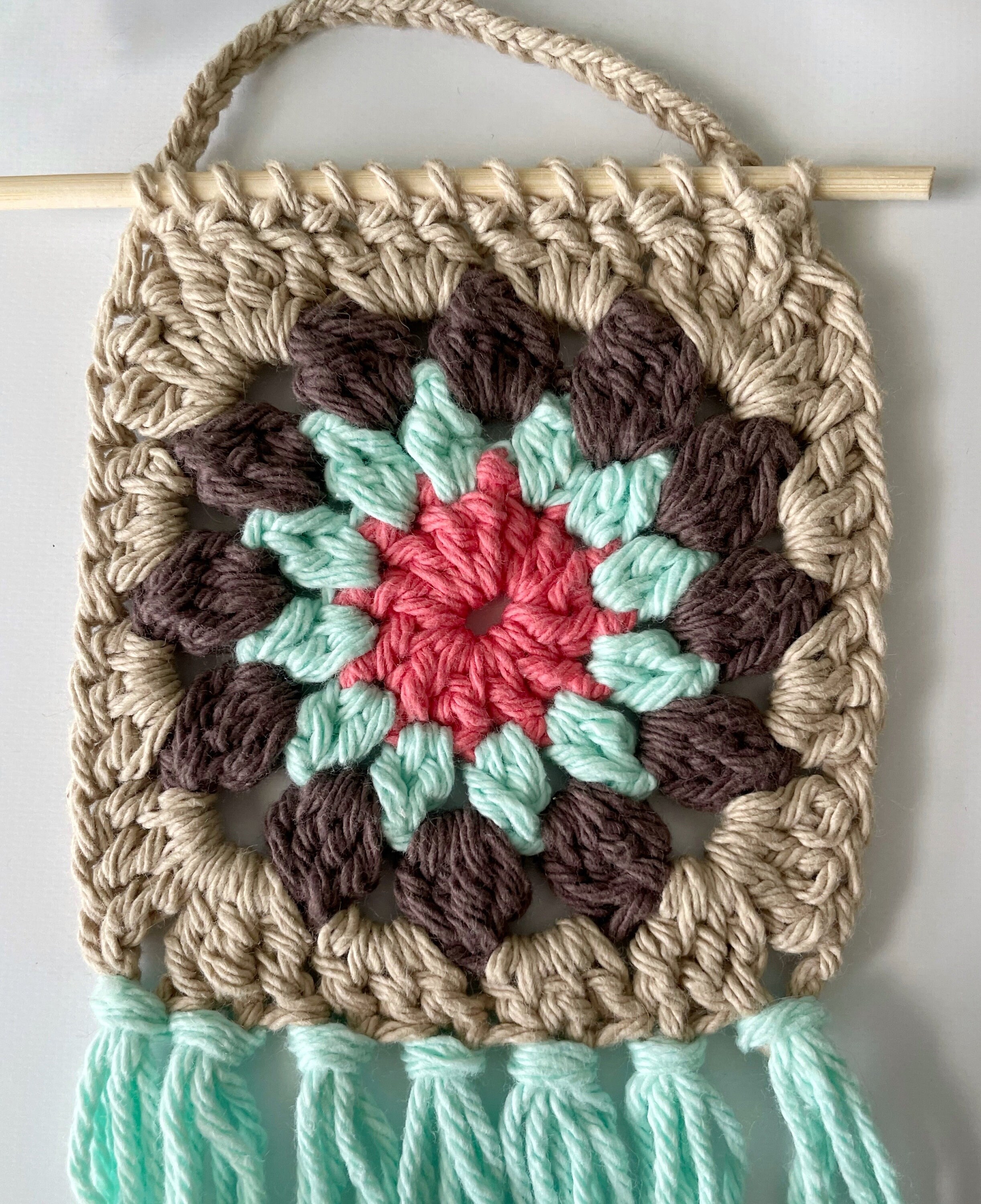 Brown Boho Granny Square Wall Hanging - Etsy