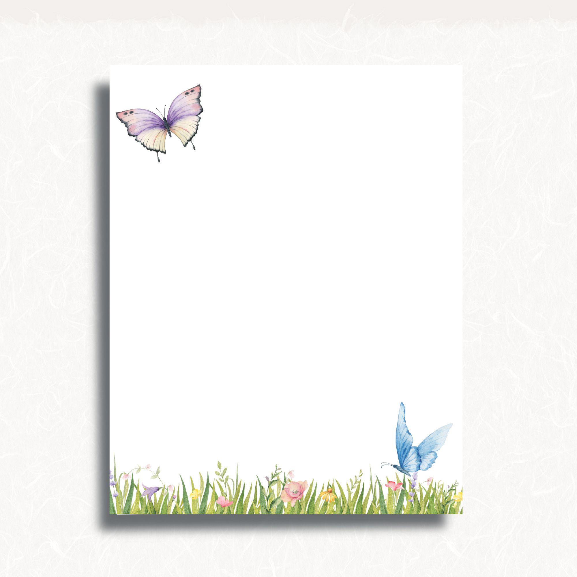 Butterfly Printable Stationery, Digital Journal and Letter Writing Set ...