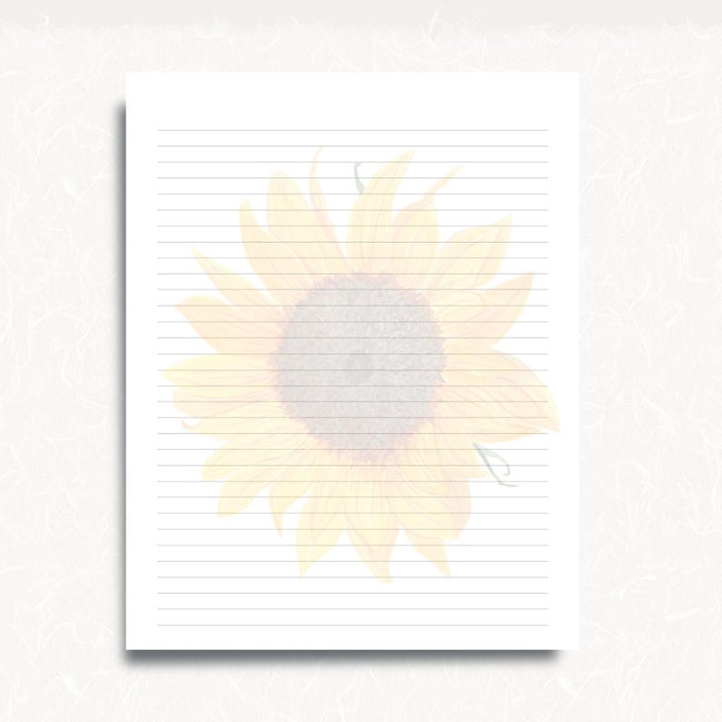 Sunflower Themed Printable Stationery, Lined Note Paper, Unlined ...