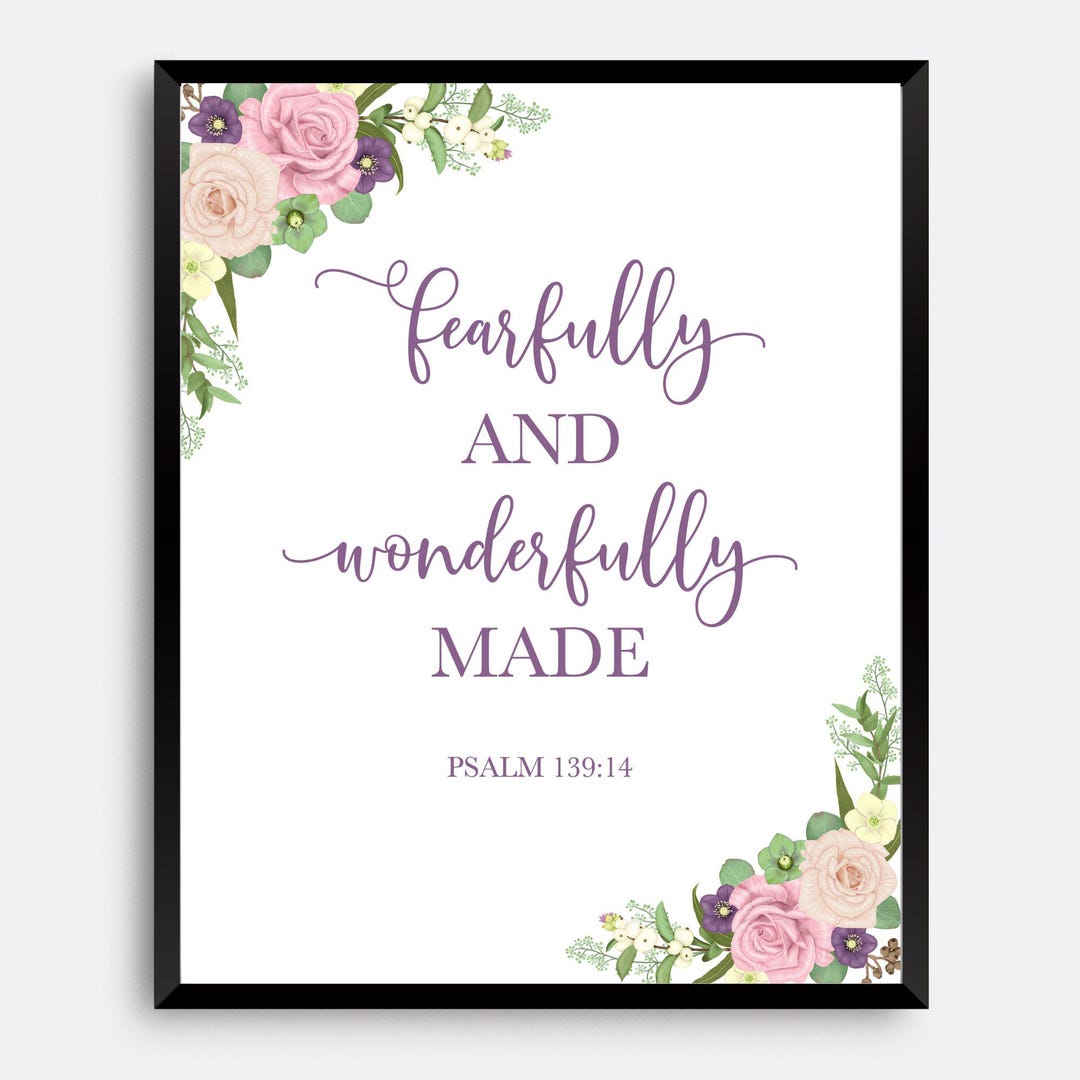 Psalm 139:14 Wall Art Print, Bible Verse Quote, Christian Gifts ...