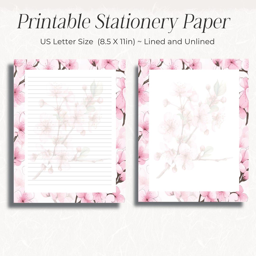 Cherry Blossom Themed Printable Stationery for Letters, Journaling or ...