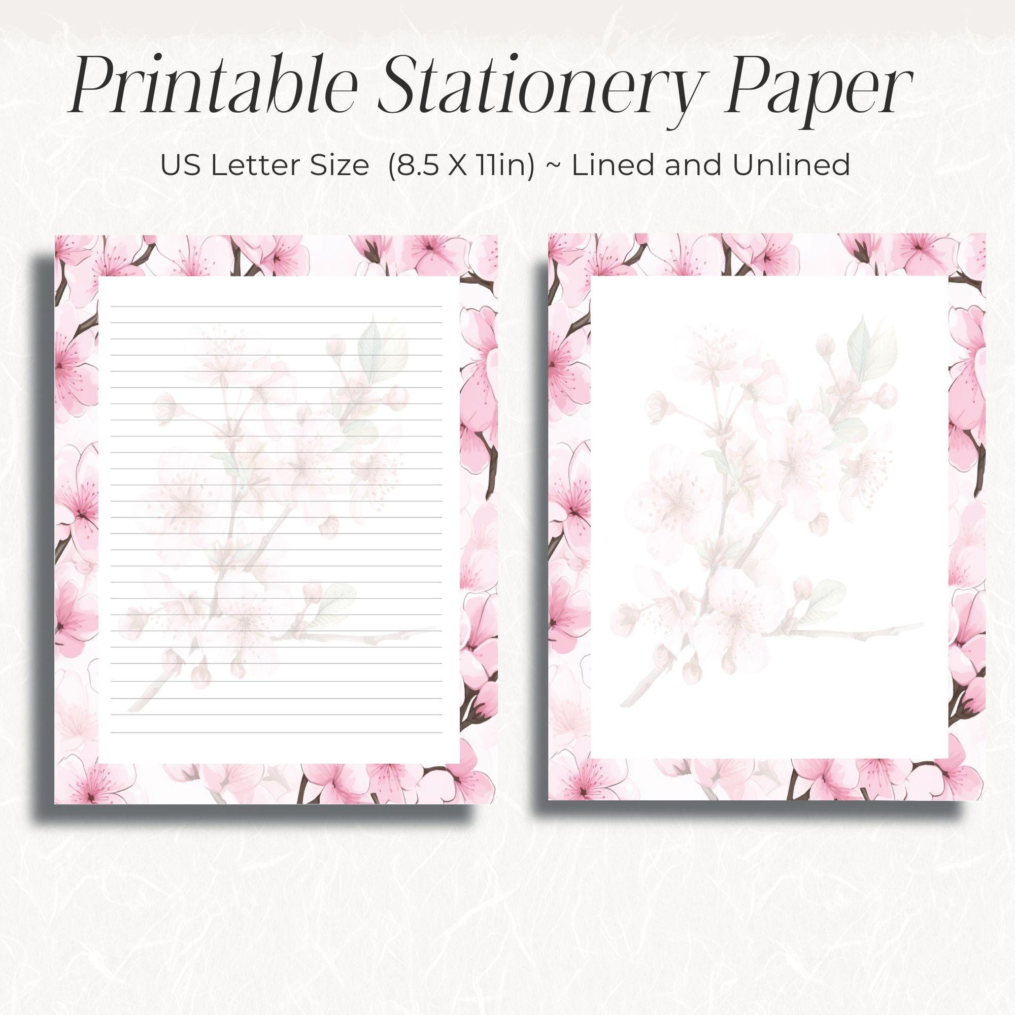 Cherry Blossom Themed Printable Stationery for Letters, Journaling or ...