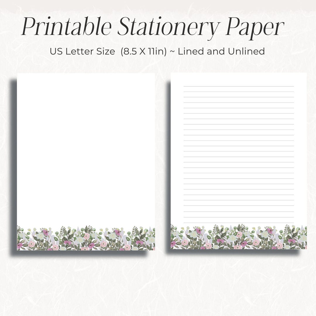 Printable Floral Stationery, Digital Journal and Letter Writing Set ...
