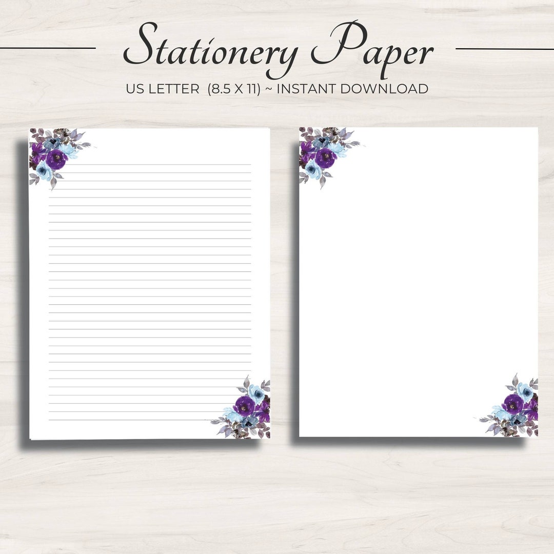 Floral Writing Paper, Letter Writing Stationery, Lined Wring Paper ...