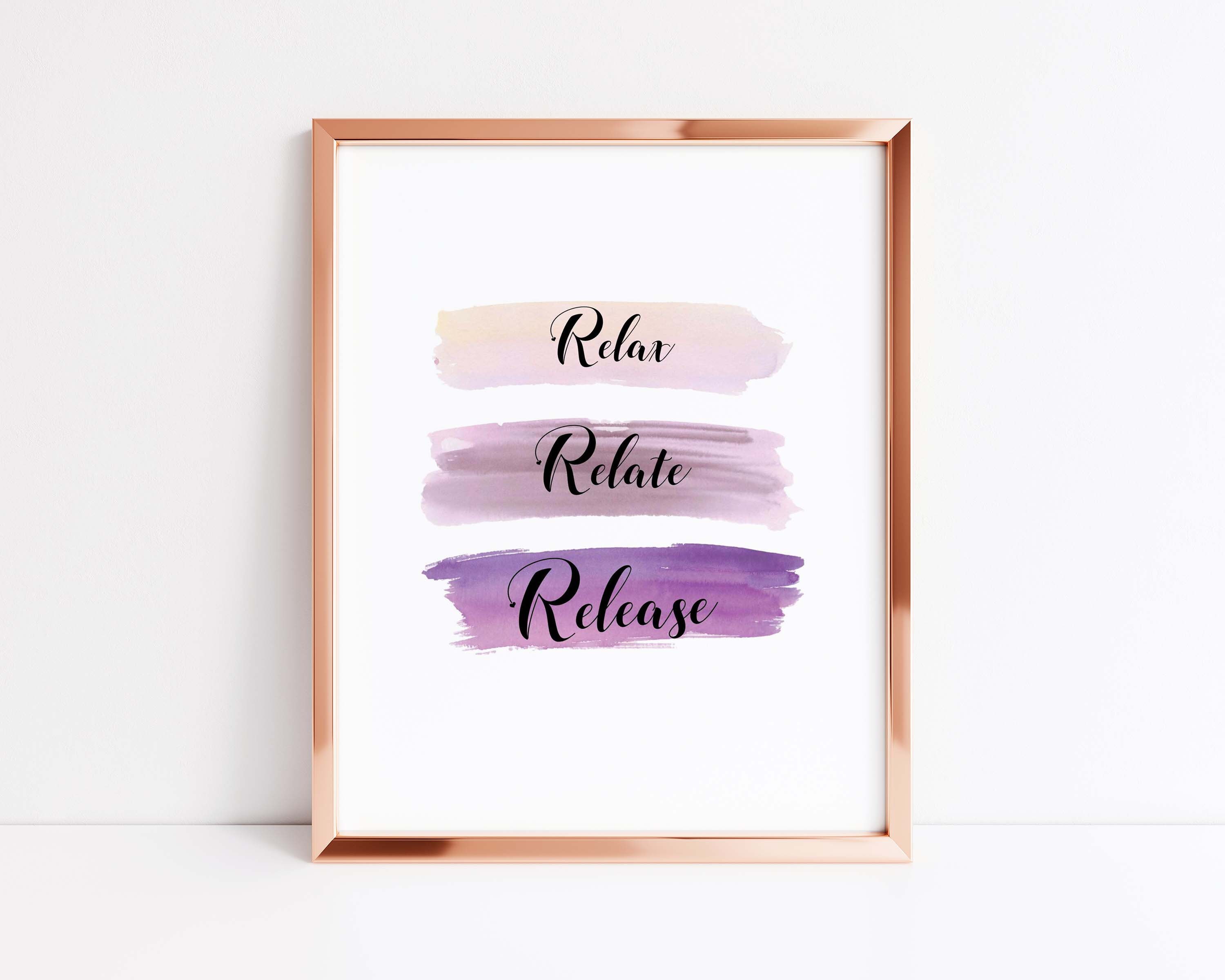 Relax Wall Art, Relax Relate Release, Therapist Wall Decor, Self-care ...