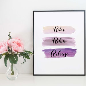 Relax Wall Art, Relax Relate Release, Therapist Wall Decor, Self-care ...