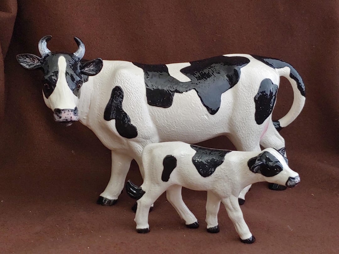 Handmade Ceramic Holstein Cow and Calf Ceramic Figurine - Etsy