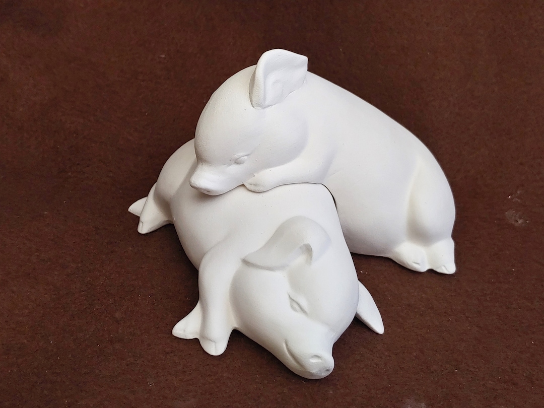 Unpainted Ceramic Bisque Sleeping Pigs From Vintage Mold DIY Ceramics ...