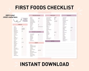 Weaning Chart, Baby's First Foods, Baby-led Weaning, Tickable Chart ...