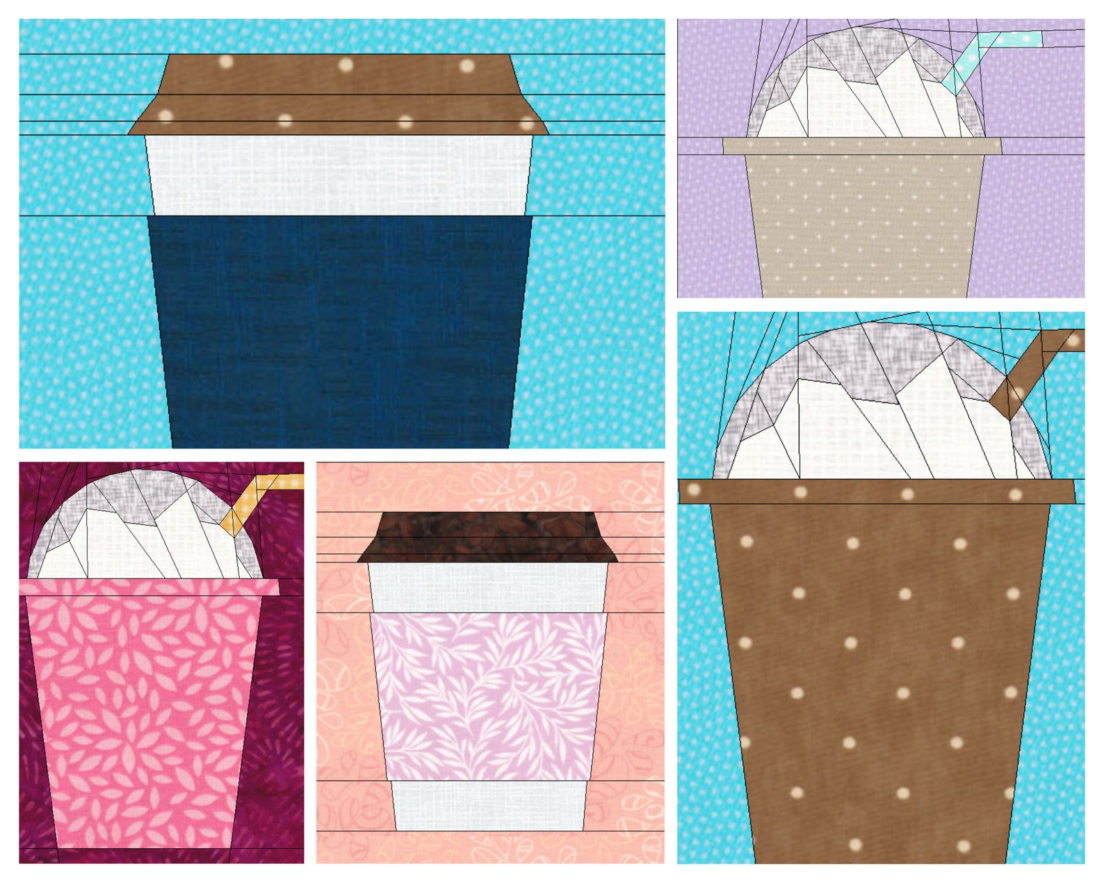 Hot Iced Coffee / Boba Combo Pack Foundation Paper Piece Pattern, PDF ...