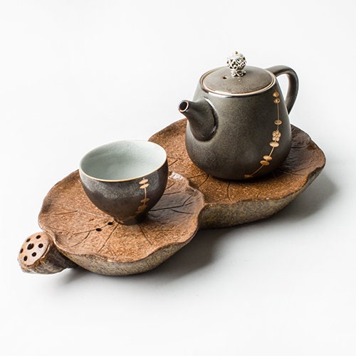 TANGPIN Tea-ceramic Tea Trays Lotus Leaf Tea Platters | Etsy