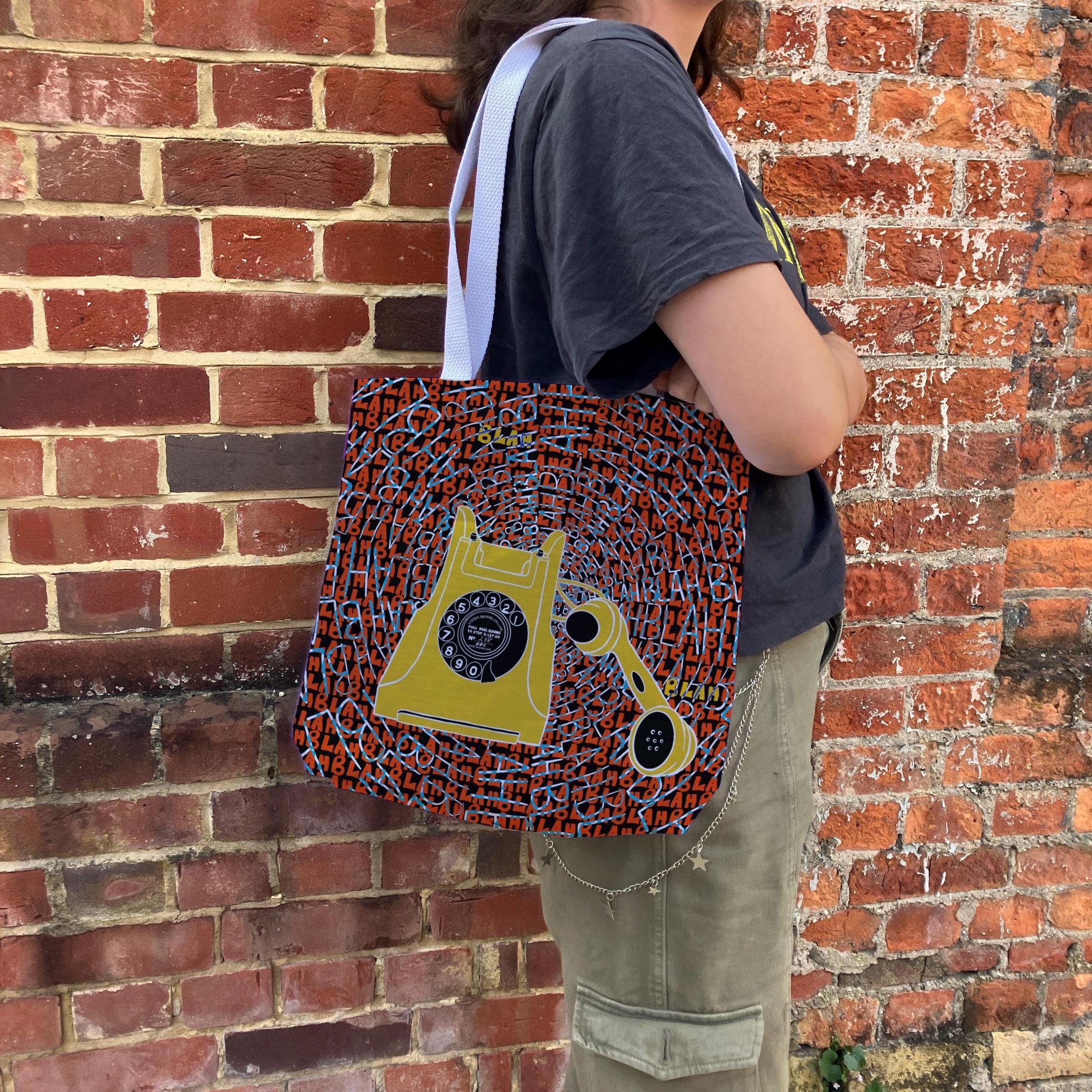 Retro Telephone Design Tote Bag, Beach Bag, Book Bag or Reusable ...