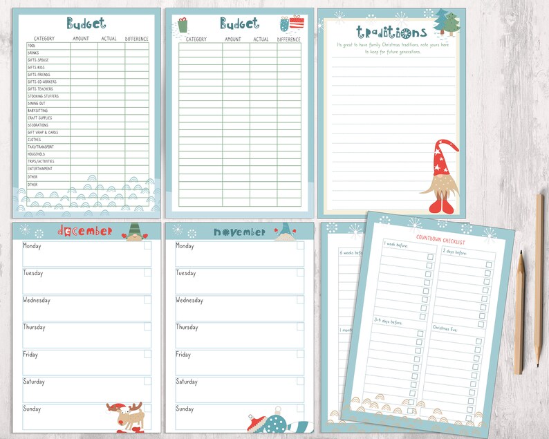 Printable Christmas Planner, With Cute Christmas Gnomes Theme. Plan ...