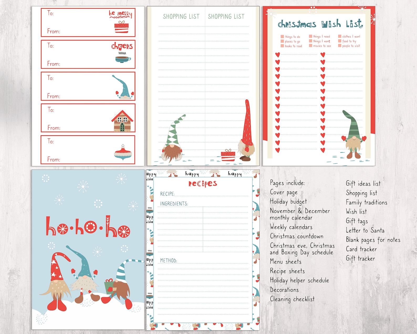 Printable Christmas Planner, With Cute Christmas Gnomes Theme. Plan ...