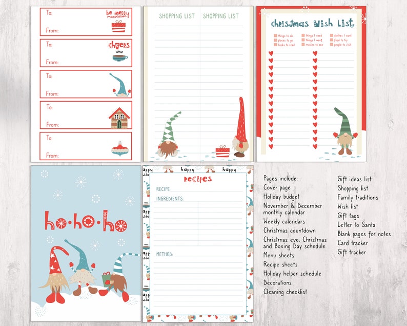 Printable Christmas Planner, With Cute Christmas Gnomes Theme. Plan ...