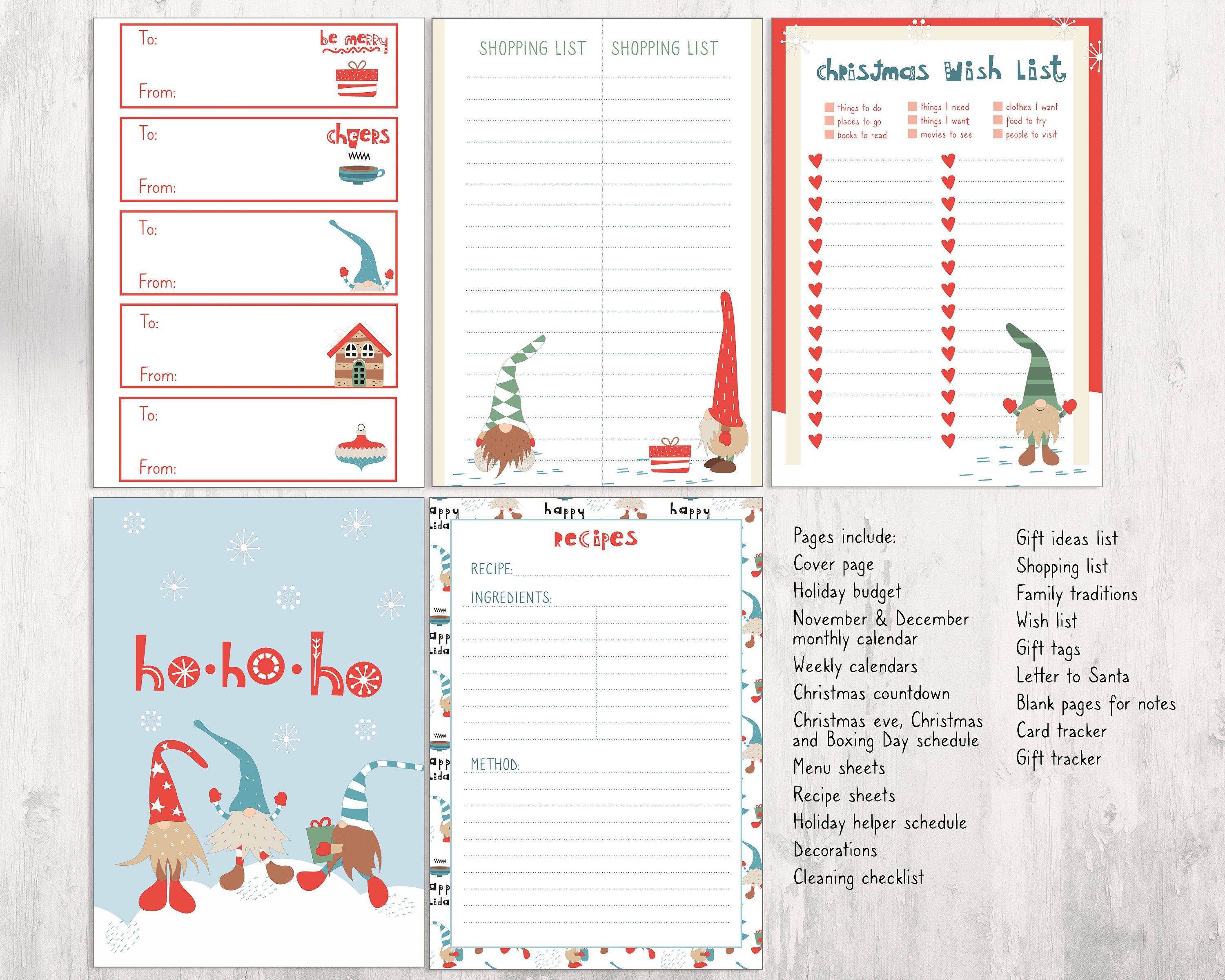 Printable Christmas Planner, With Cute Christmas Gnomes Theme. Plan ...