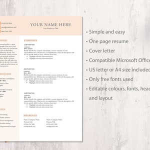 Resume Template. CV Template. Simple One Page Resume Template With ...