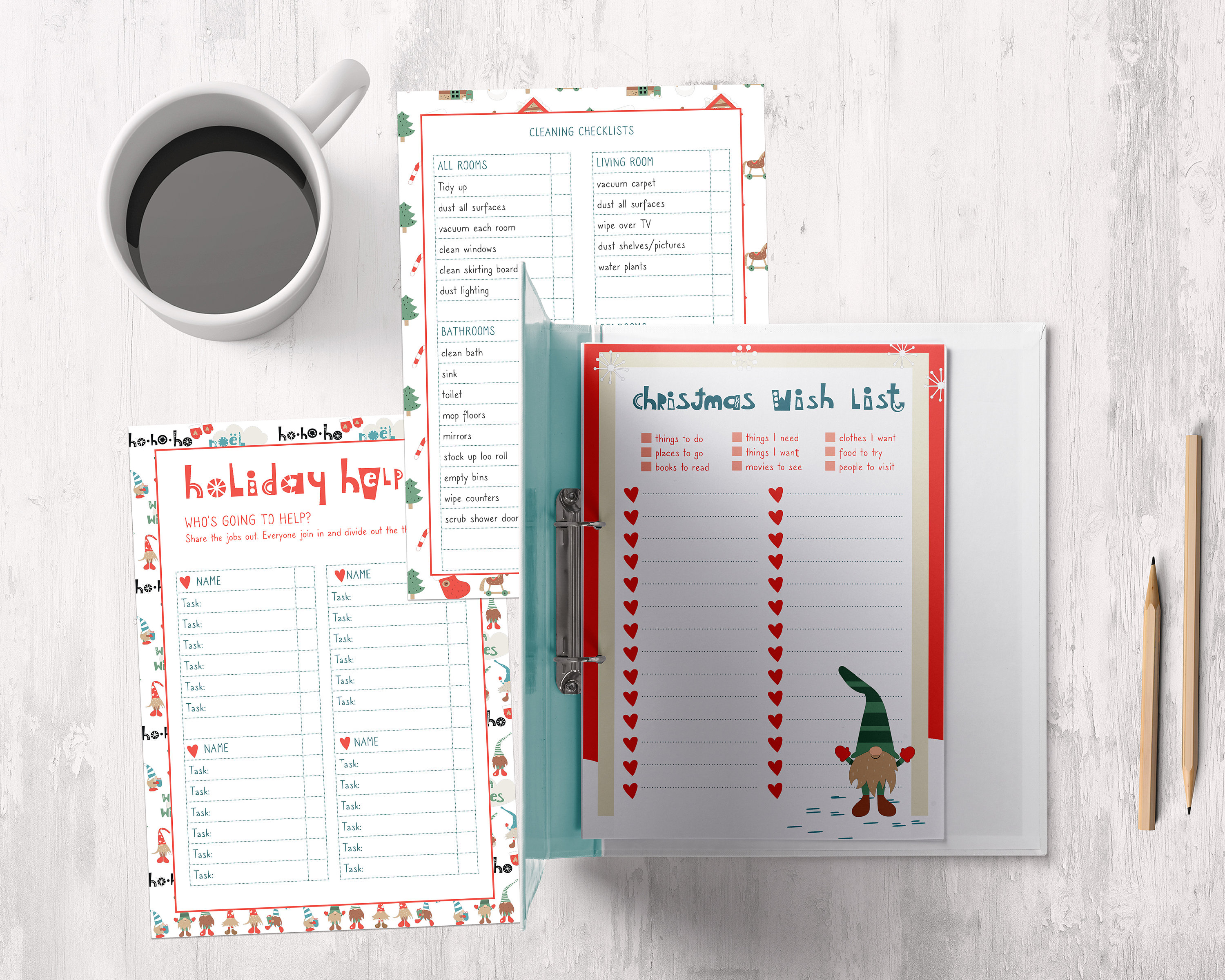 Printable Christmas Planner, With Cute Christmas Gnomes Theme. Plan ...