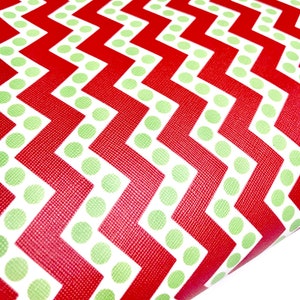 Red & Green Chevron Polka Dot Christmas Printed Faux Leather Sheets ...