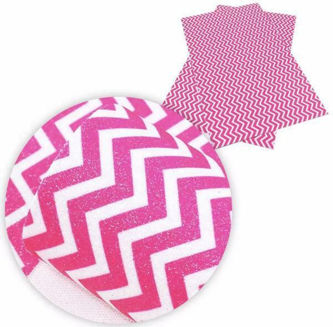 Hot pink chevron glitter print canvas faux leather sheets synthetic ...