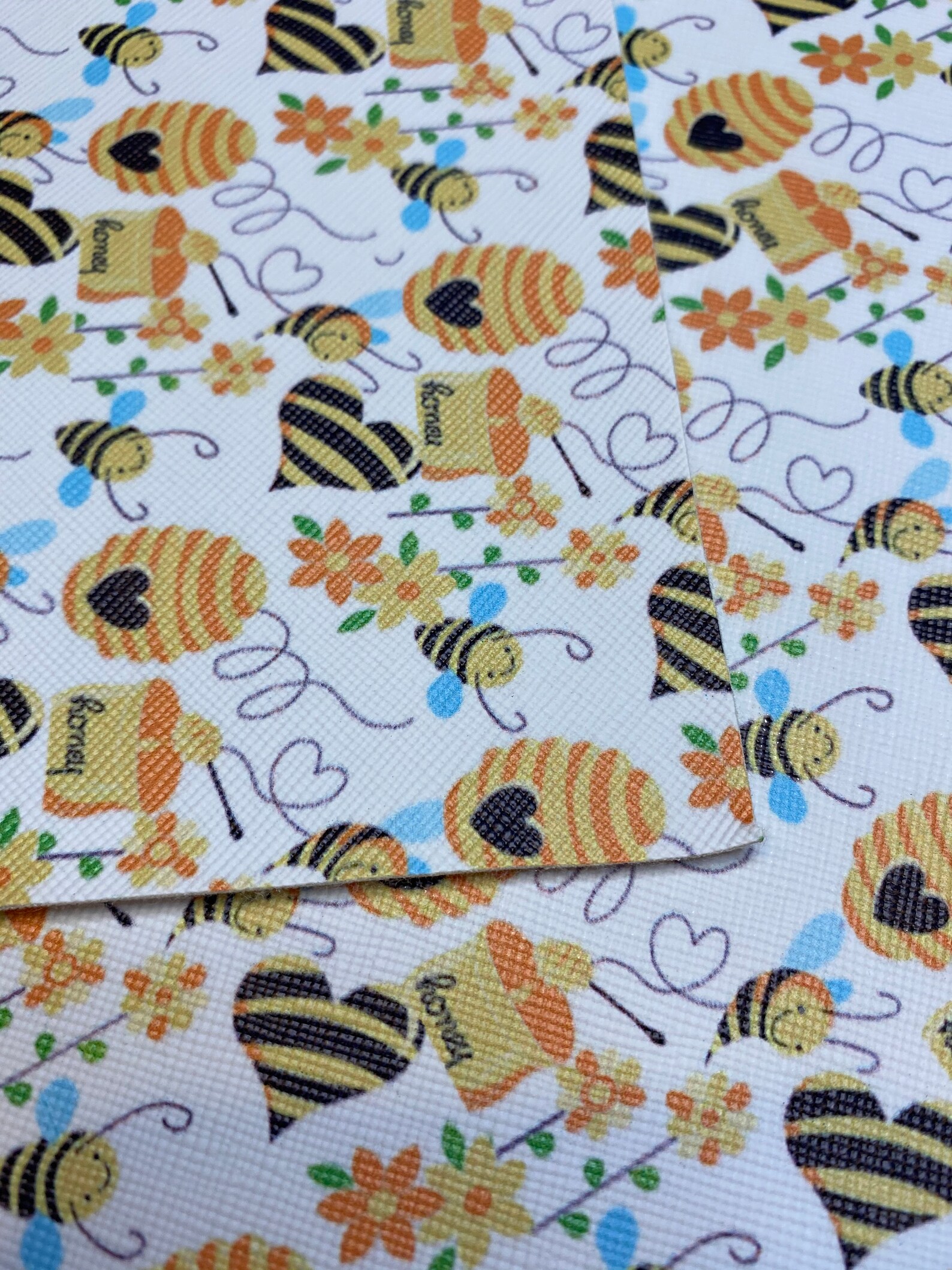 Honey Bee Printed Faux Leather Sheets Pattern Vinyl Fabric - Etsy