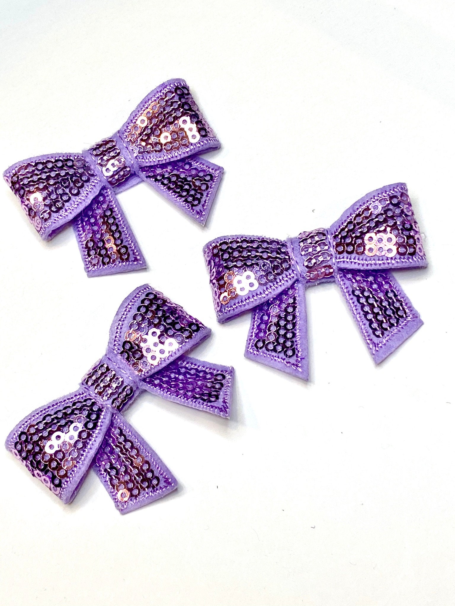 Lavender 2 sequin bow sequined applique DIY baby headband | Etsy