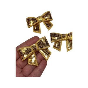 Gold 2” Sequin Bow, Sequined Applique, DIY Baby Headband and Hair Bows ...