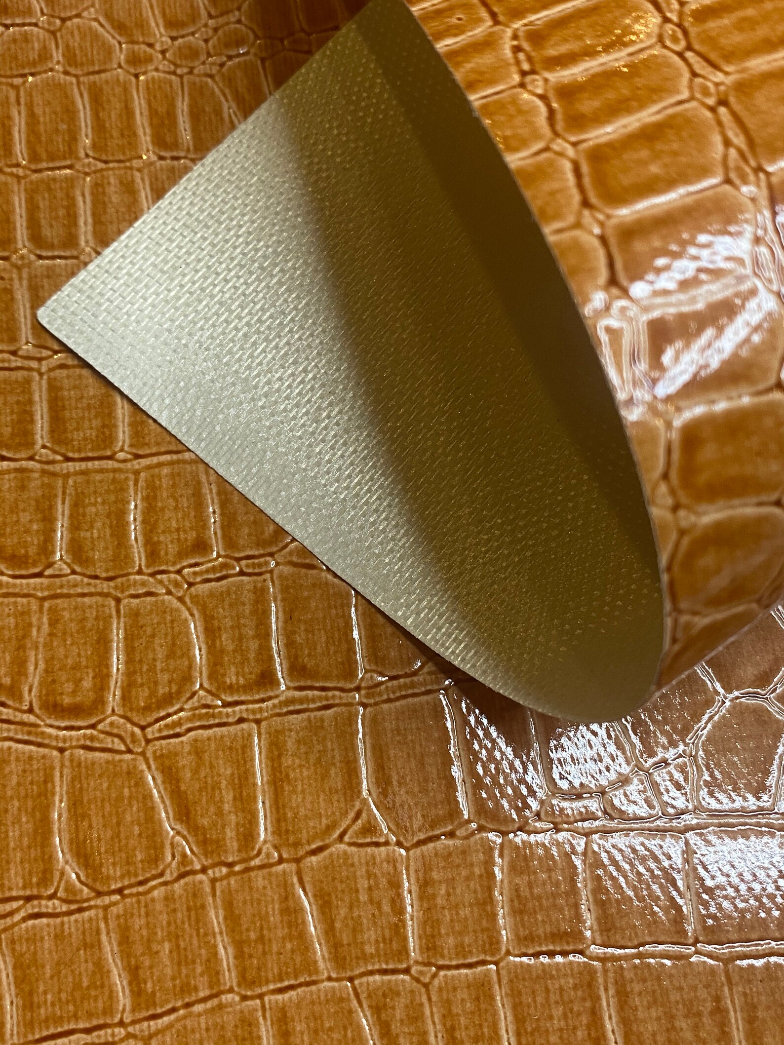 Orange Alligator Faux Leather Sheets Solid Embossed Textured | Etsy