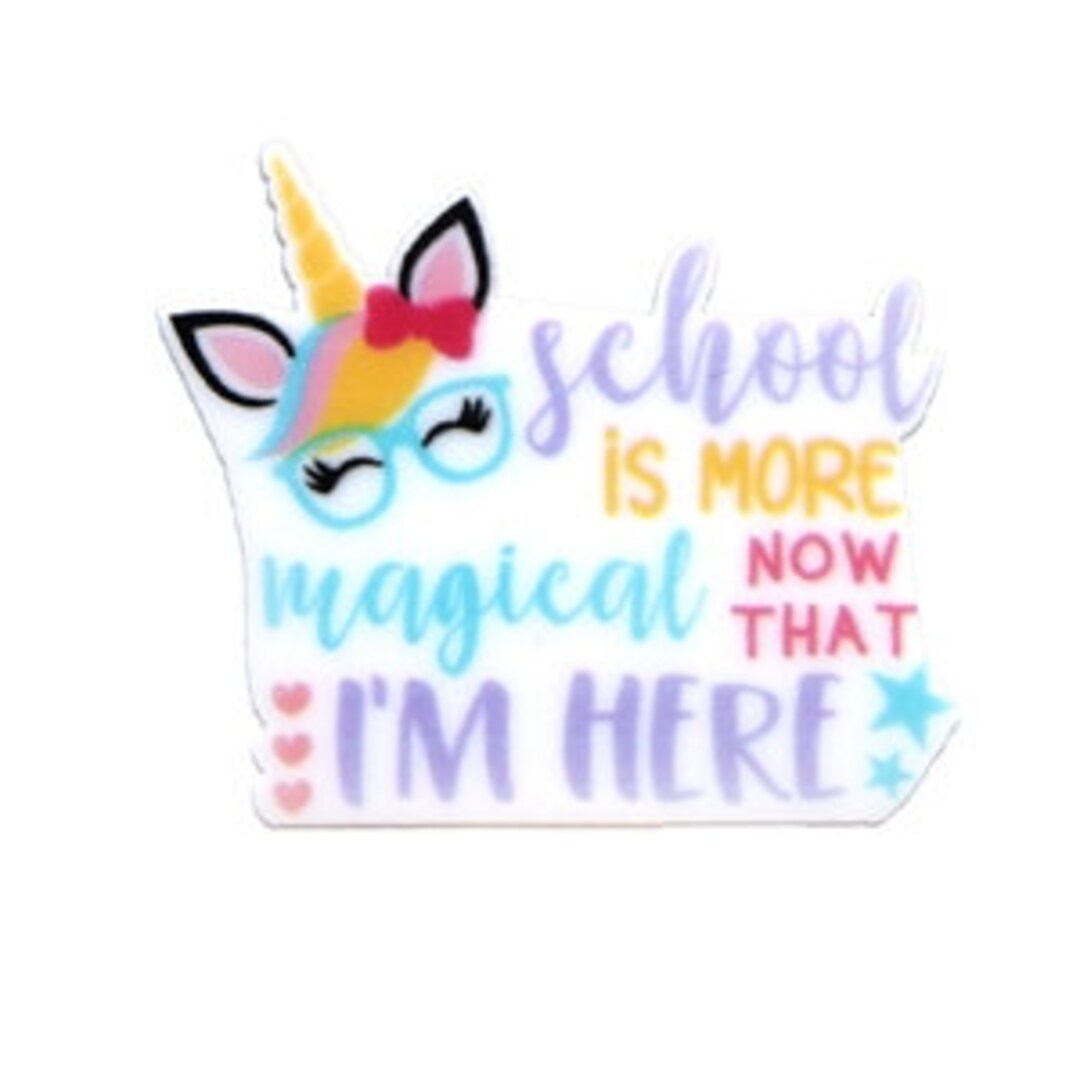 School is Magical Unicorn 37x32mm Planar Resin, Flat Back Embellishment ...