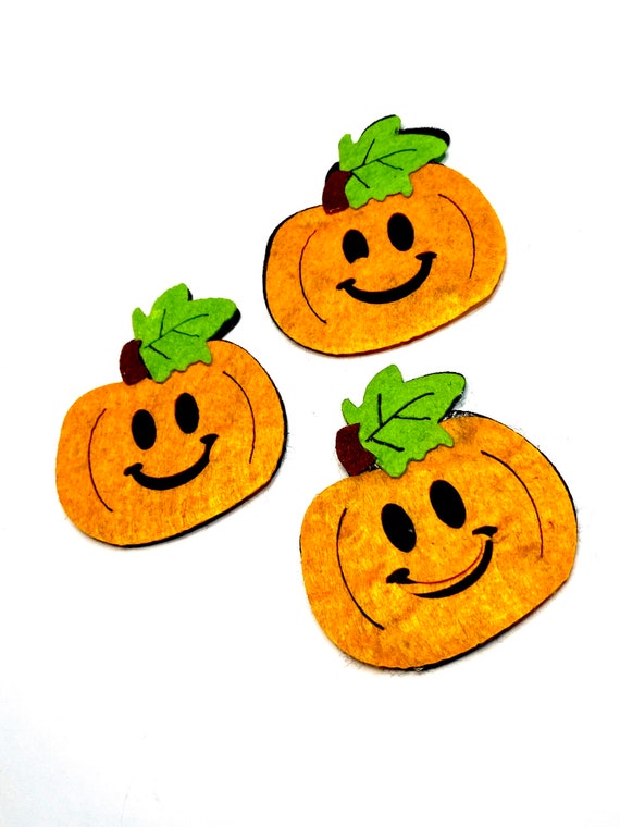 Orange pumpkin 2.5 felt padded Halloween appliqués DIY | Etsy
