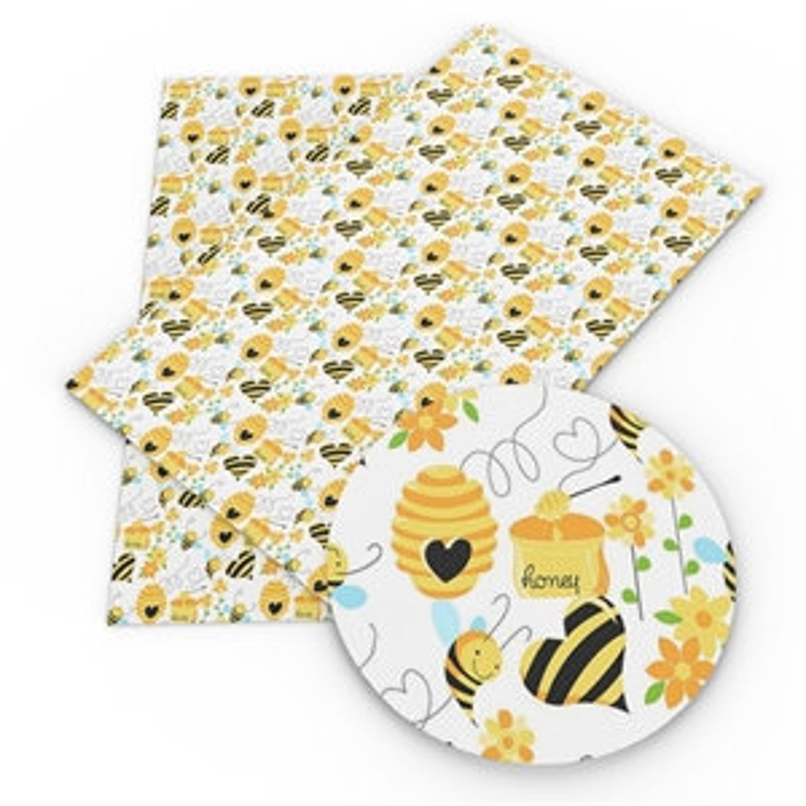 Honey Bee Printed Faux Leather Sheets Pattern Vinyl Fabric - Etsy