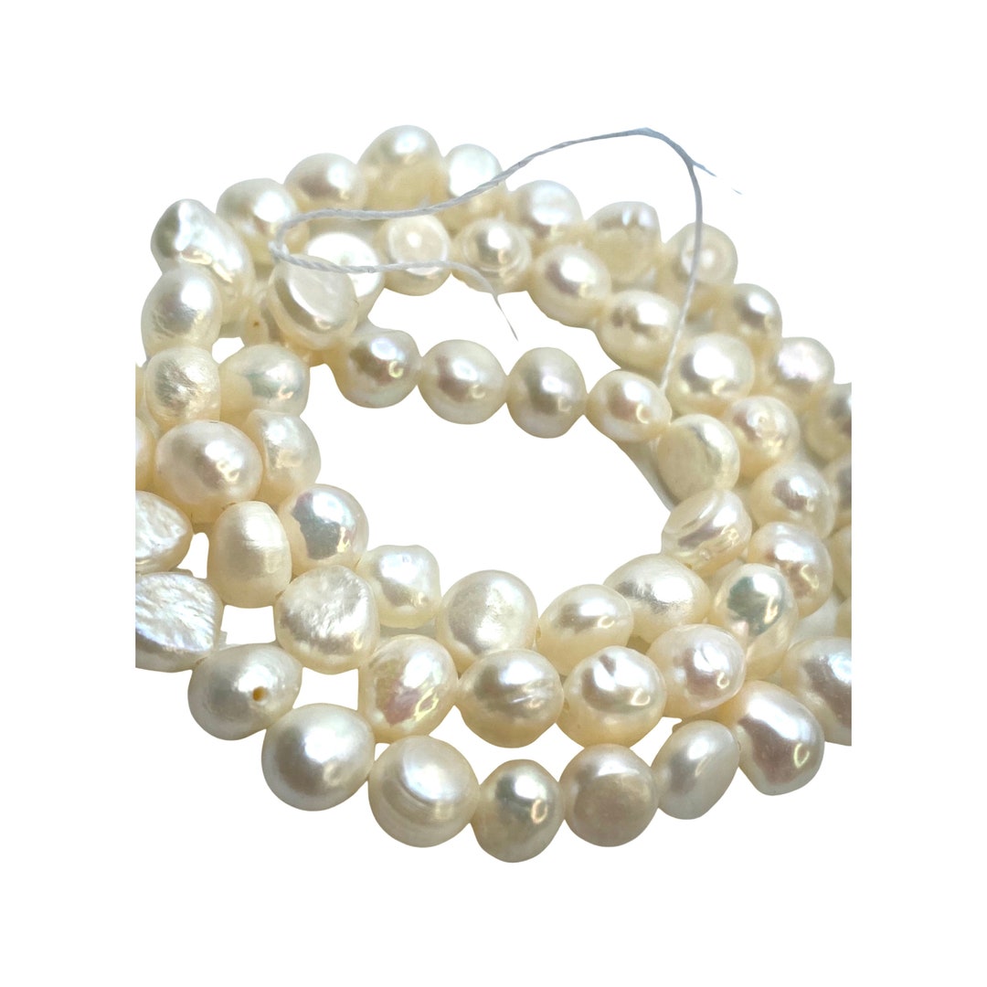 14 Ivory 6-7mm Freshwater Pearl Stand Beads, Real Pearl Beads, Jewelry ...