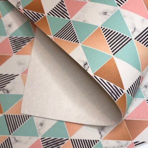 Marble Triangles Printed Faux Leather Sheet Pattern Vinyl Fabric for ...