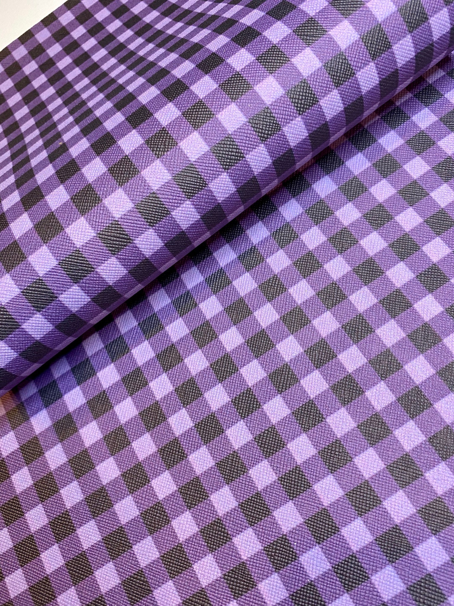 Purple Buffalo Plaid Printed Faux Leather Sheets Pattern - Etsy UK