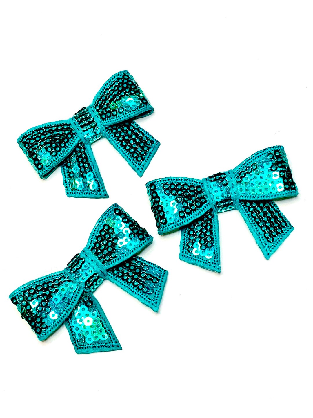 Aqua Green 2 Sequin Bow, Sequined Applique, DIY Baby Headband and Hair ...