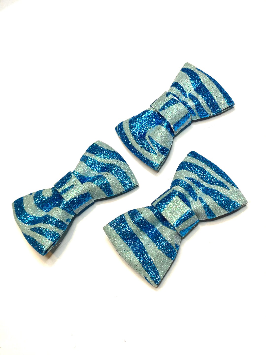 Blue Zebra Print 2.75 Glitter Bow Tie, DIY Bows for Baby Headband and ...